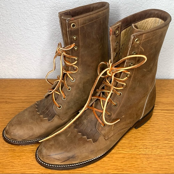 Justin Boots | Shoes | Justin Laceup Leather Brown Boots | Poshmark